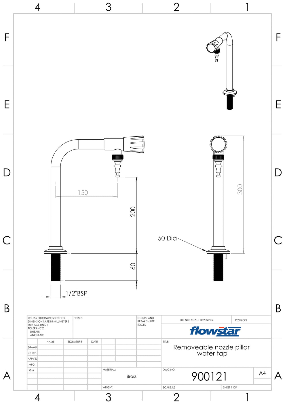 900121 - Pillar Bib Tap With Removable Nozzle — Safety Valves Online
